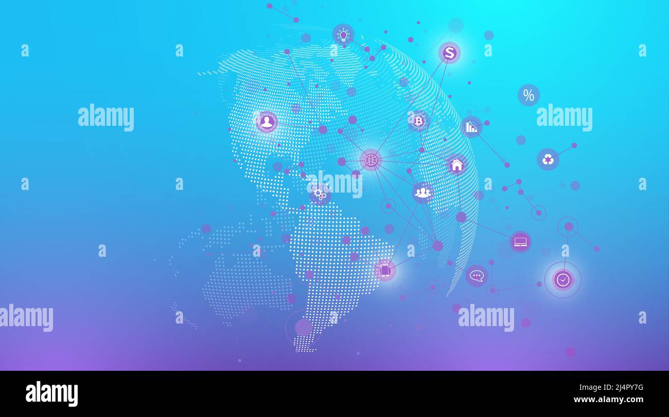 World Map Point With Global Technology Networking Concept Digital Data