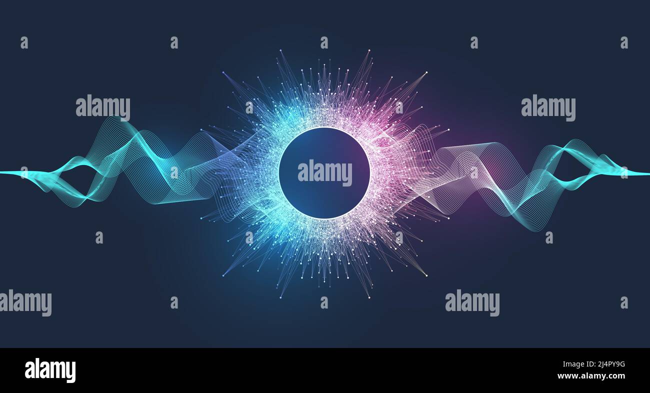 Sound poster design with abstract gradient line waves. Music wave ...