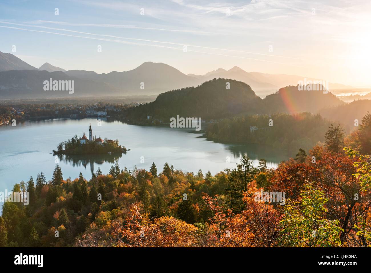 The silence of the ancient cities of Europe. Panoramic morning view of ...