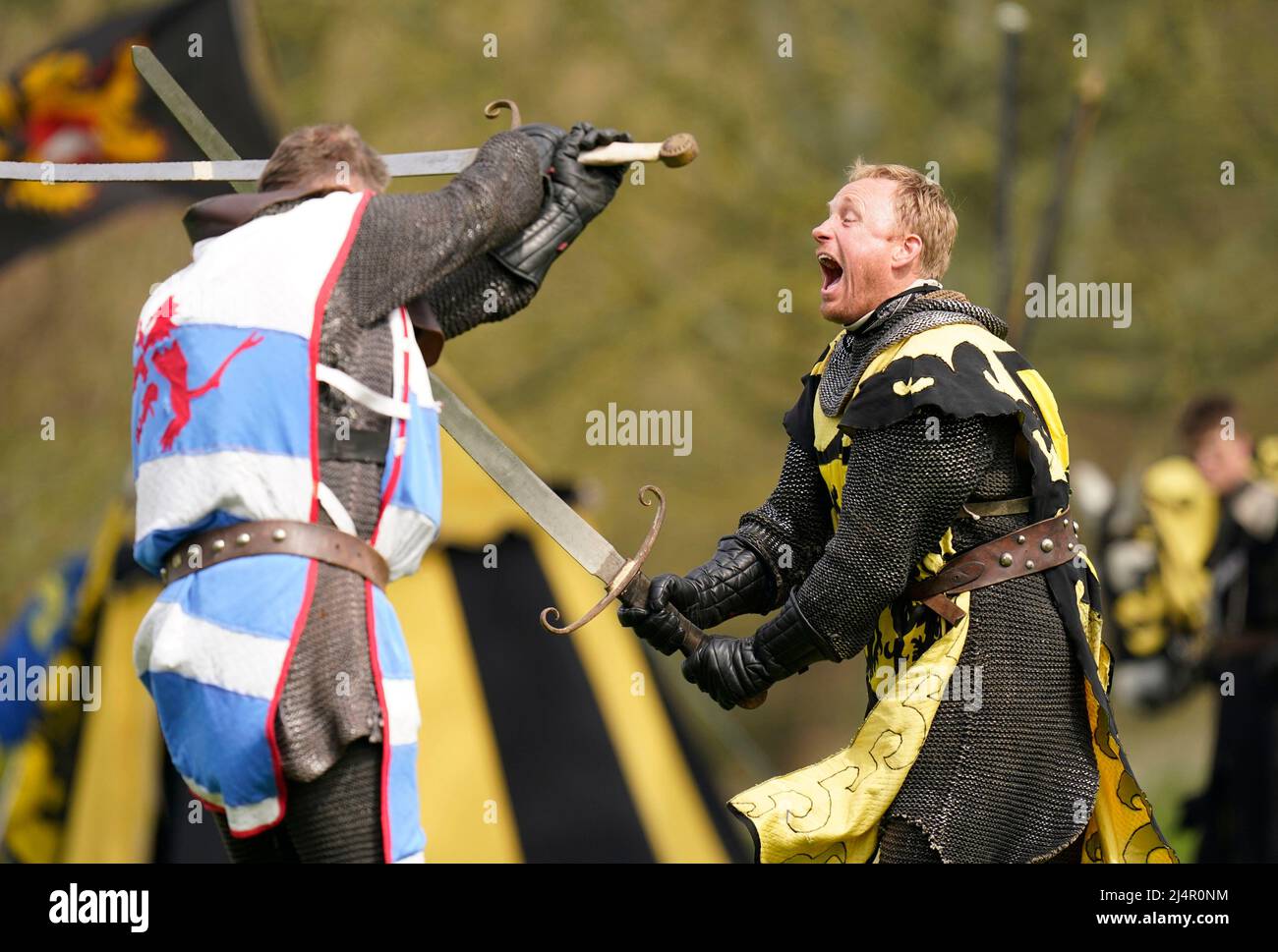 Men dressed as knights during a jousting event at Sewerby Hall in ...