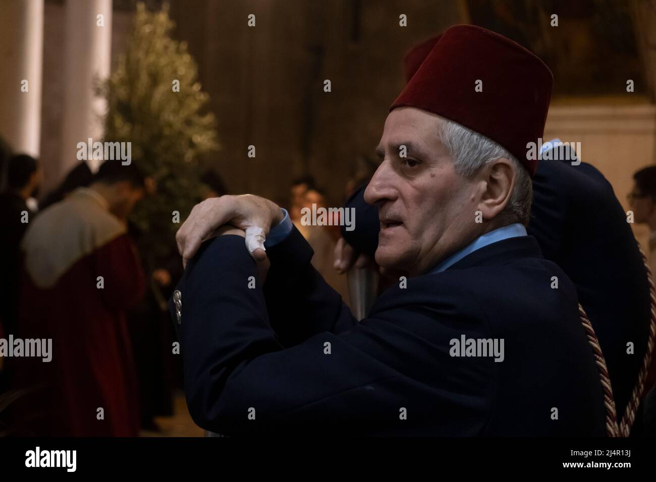 A Muslim consular guard, also known as “Kawas” wearing red tarboosh hat ...