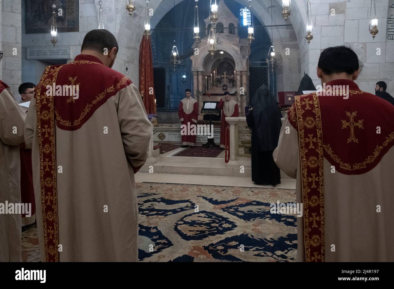 Members of the Armenian Apostolic church take part in a religious ...