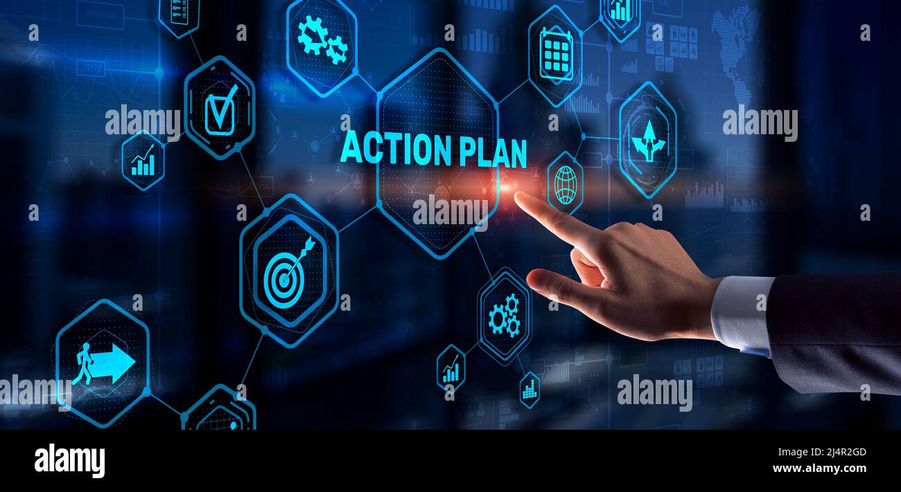 Business Action Plan strategy concept on virtual screen. Time ...