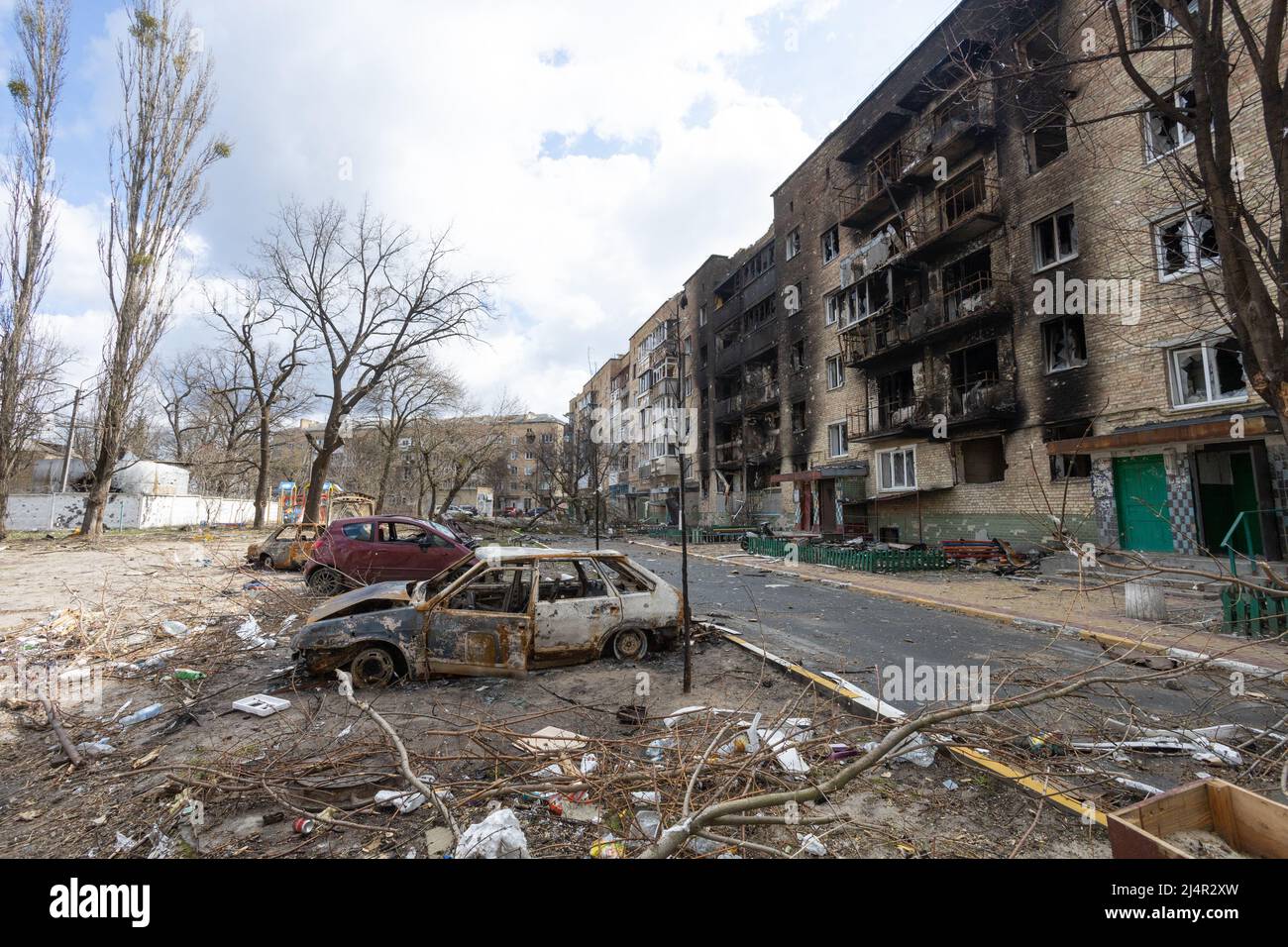 Irpen city, Ukraine, April 11, 2022. War of Russia against Ukraine ...