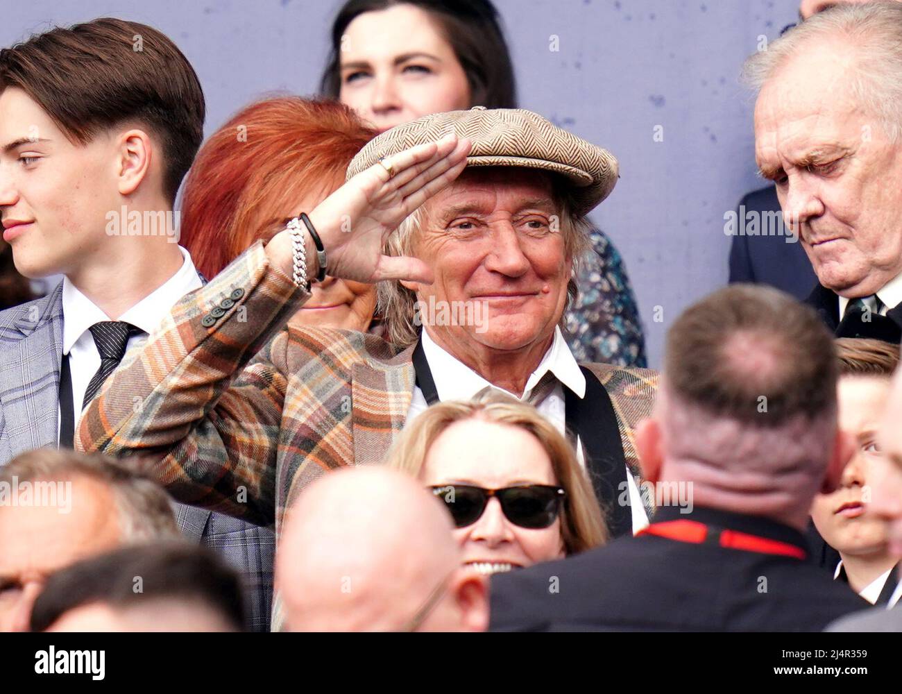 Rod Stewart in the stands before the Scottish Cup semi final match at ...