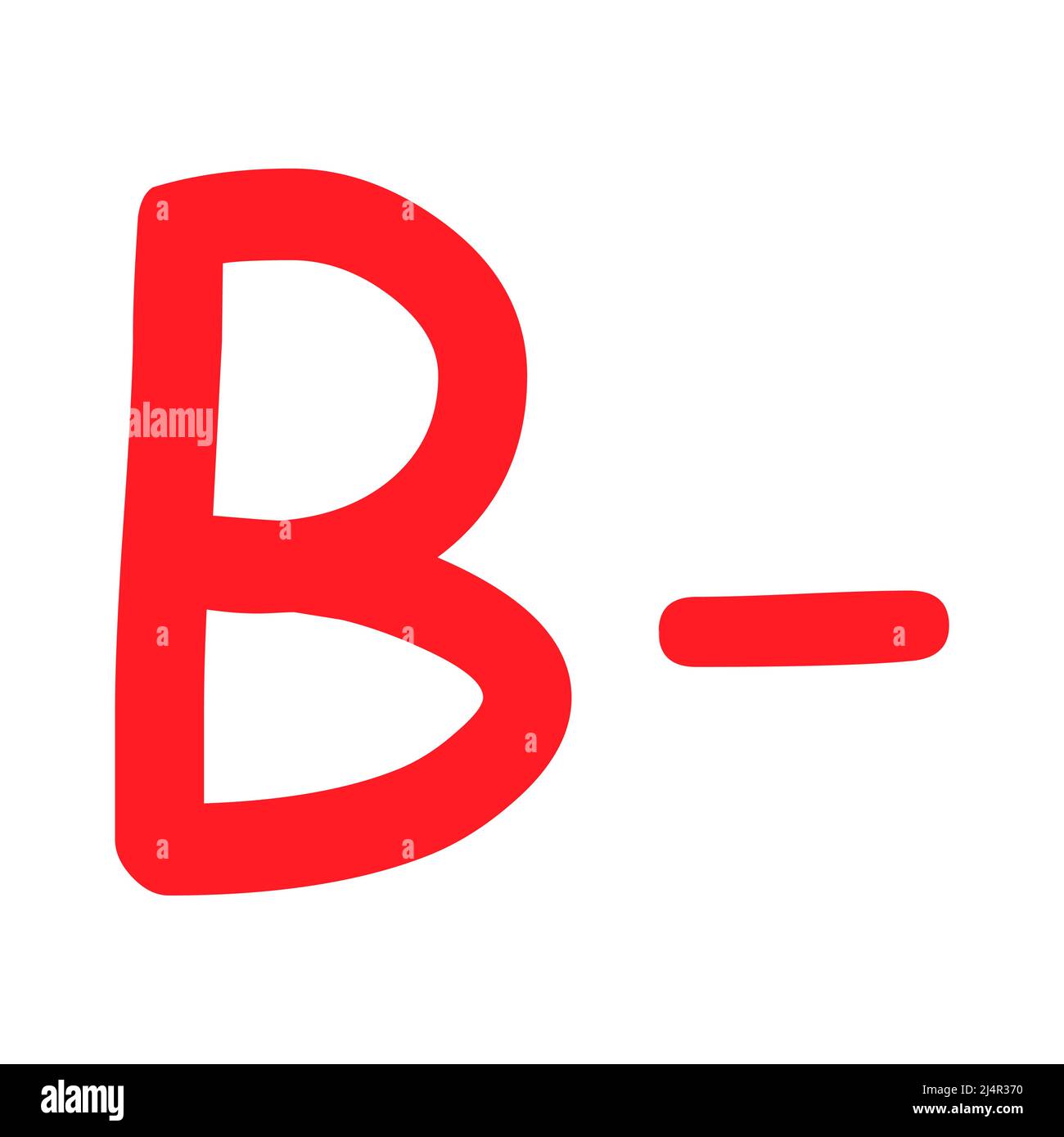 Grade result B minus. Hand drawn icon in red color. Test exam mark ...