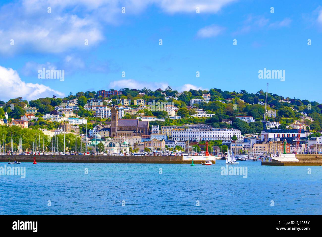 The seaside town of Torquay on the English Riviera in Devon England UK ...