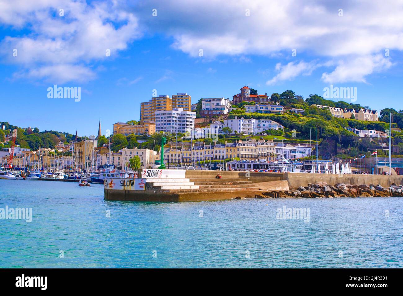 The seaside town of Torquay on the English Riviera in Devon England UK ...