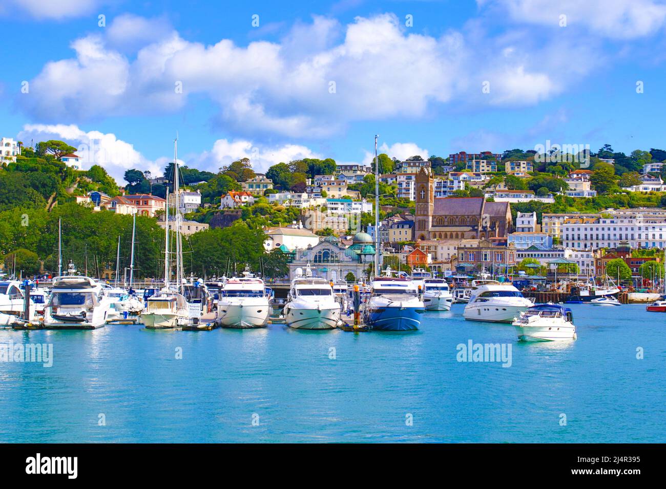The seaside town of Torquay on the English Riviera in Devon England UK ...