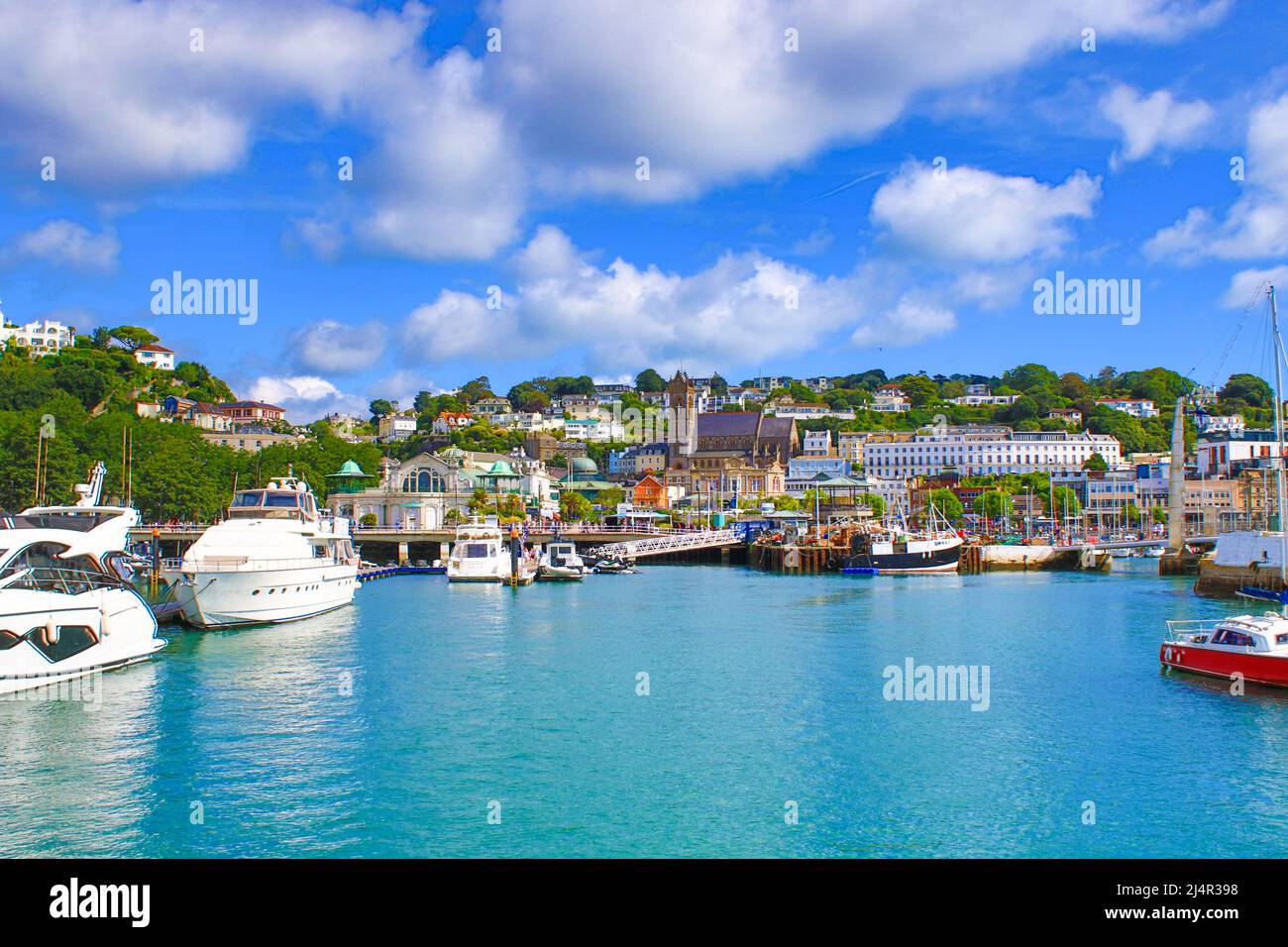 The seaside town of Torquay on the English Riviera in Devon England UK ...