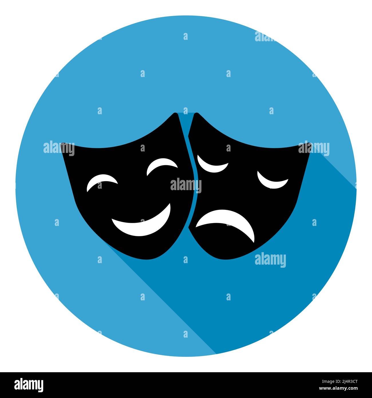 Set of Theater face mask icon shadow, emotion actor comedy and drama ...