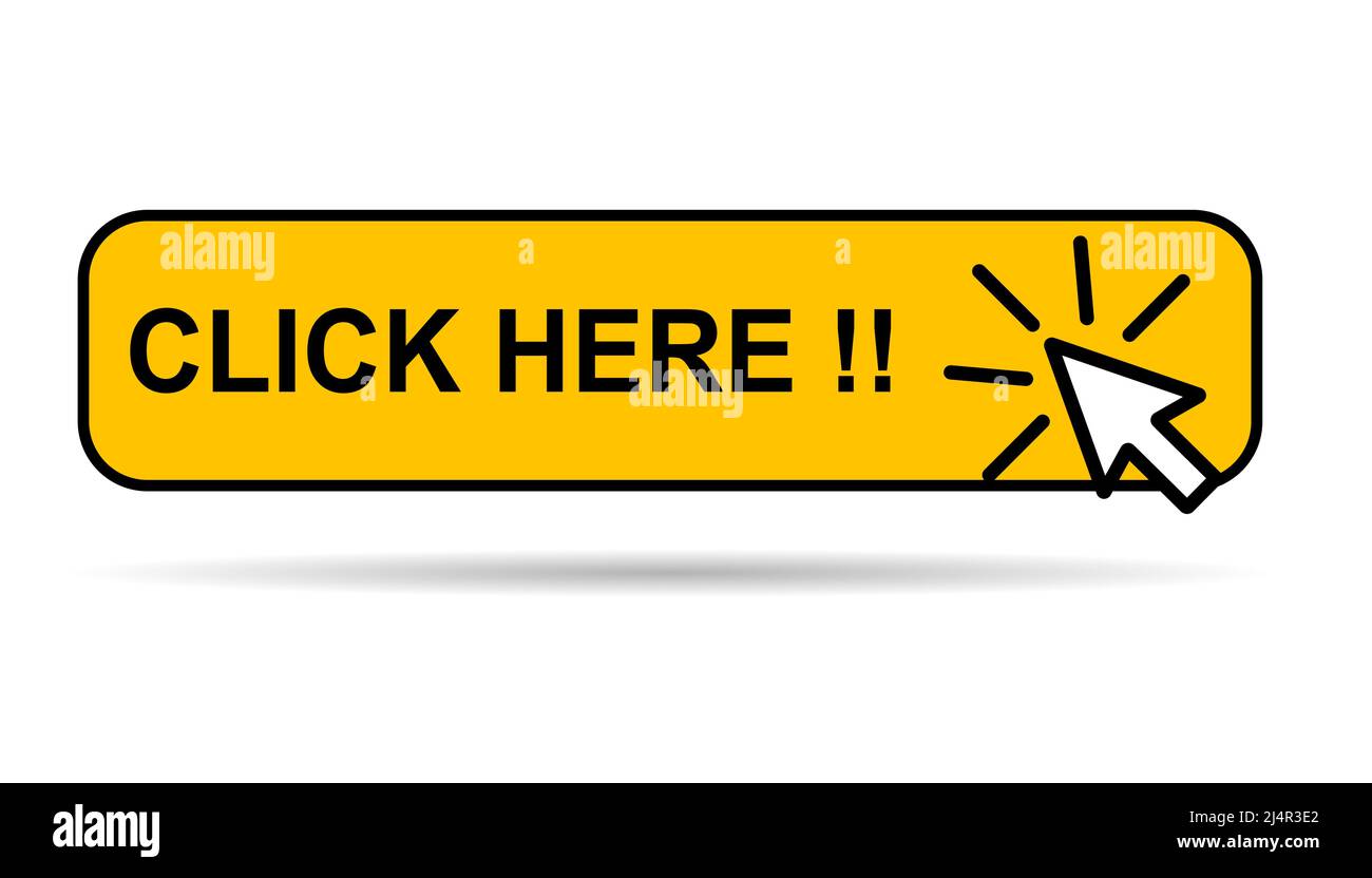 Click here web button with shadow, internet flat pointer design, press ...
