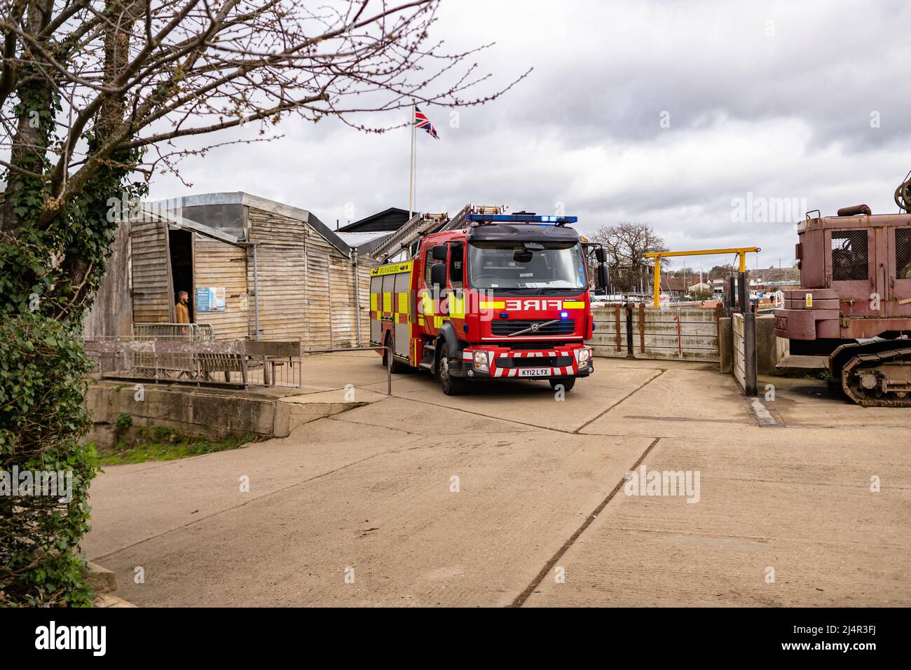 Woodbridge Suffolk UK April 05 2022: A Volvo modern fire engine on ...