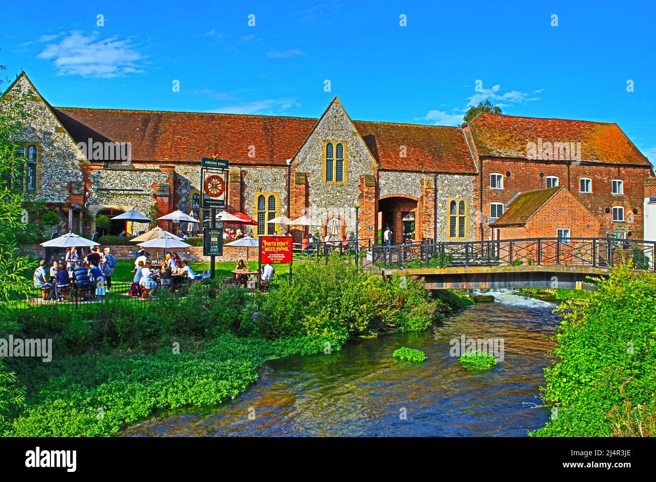 Street view of Salisbury city-a cathedral city in Wiltshire, England ...