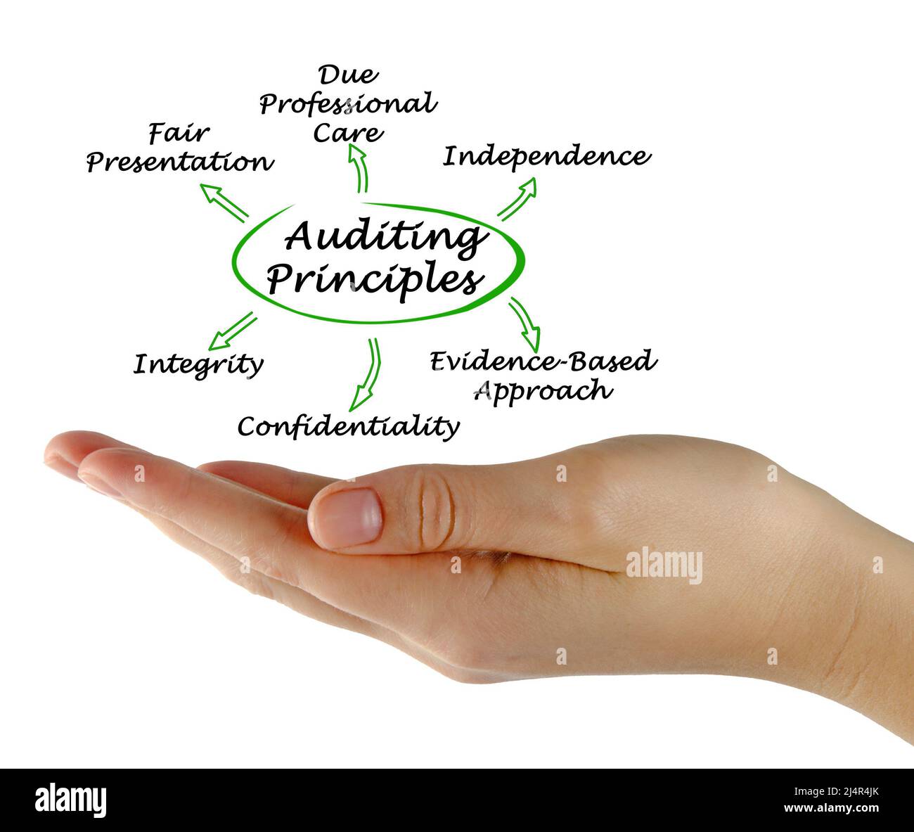 Woman presenting Six Auditing Principles Stock Photo - Alamy
