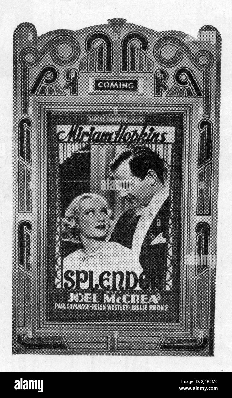 MIRIAM HOPKINS and JOEL McCREA in SPLENDOR 1935 director ELLIOTT NUGENT play / screenplay Rachel ...