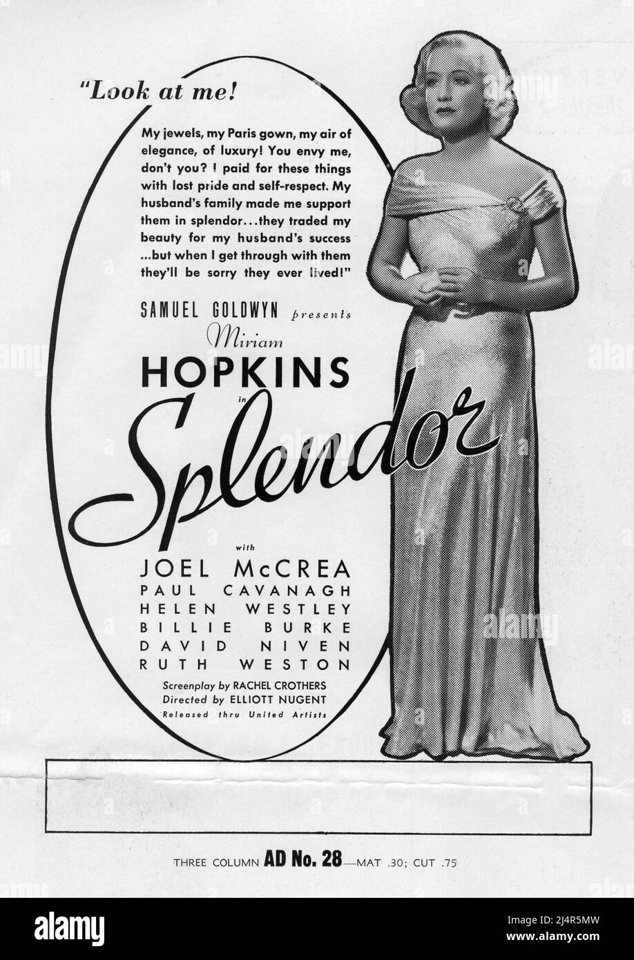 MIRIAM HOPKINS in SPLENDOR 1935 director ELLIOTT NUGENT play / screenplay Rachel Crothers ...