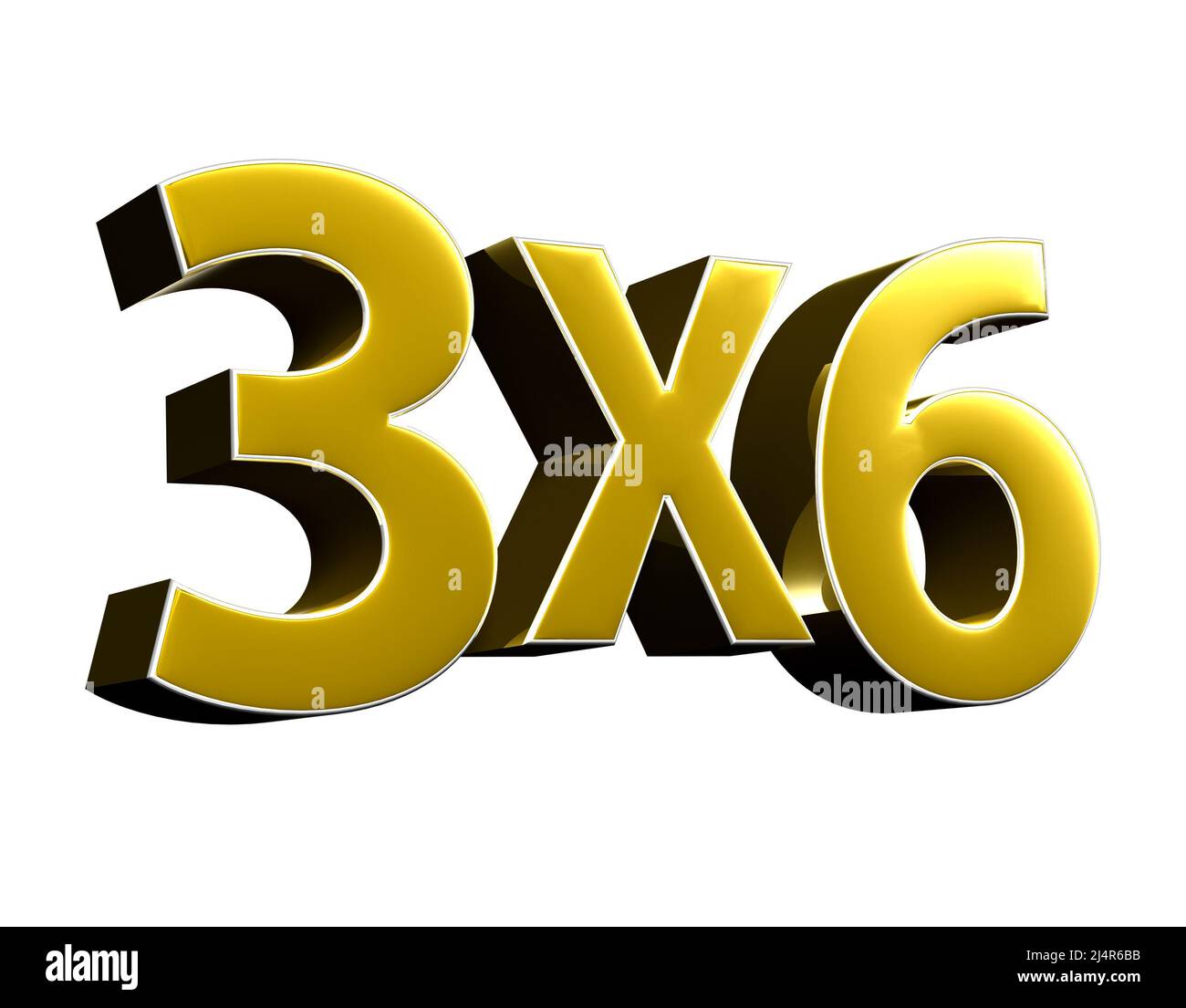 Number 3x6 Gold 3D illustration on white background with clipping path ...
