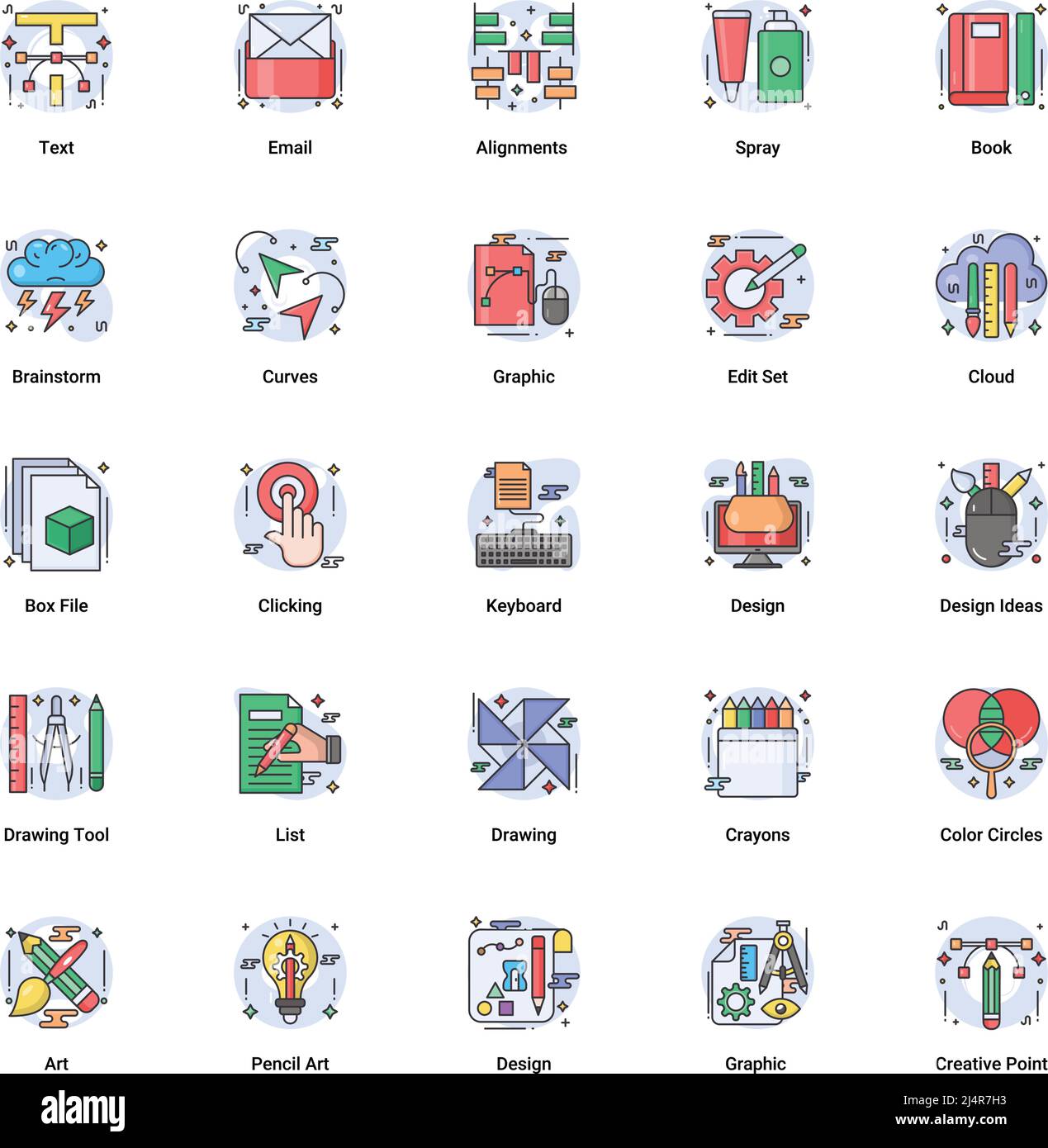 Art & Designing, drawing and web and graphic design icons set. flat ...