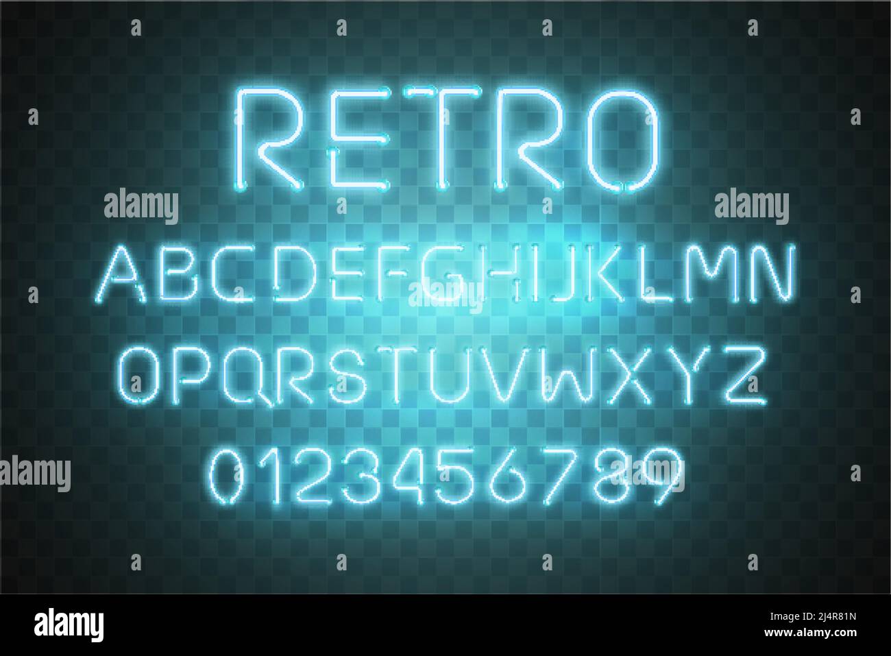 Blue retro neon font vector. Realistic vector Stock Vector Image & Art ...
