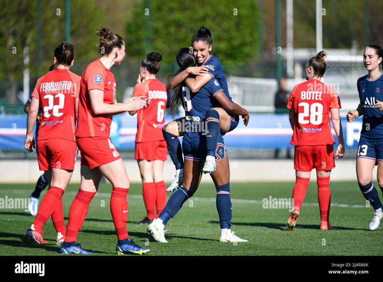Sakina Karchaoui of PSG with Grace Geyoro of PSG celebrate after ...
