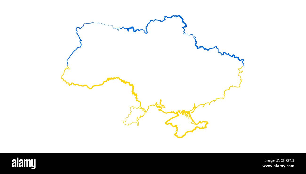 Ukraine, Europe. Ukraine linear map icon in national yellow and blue ...