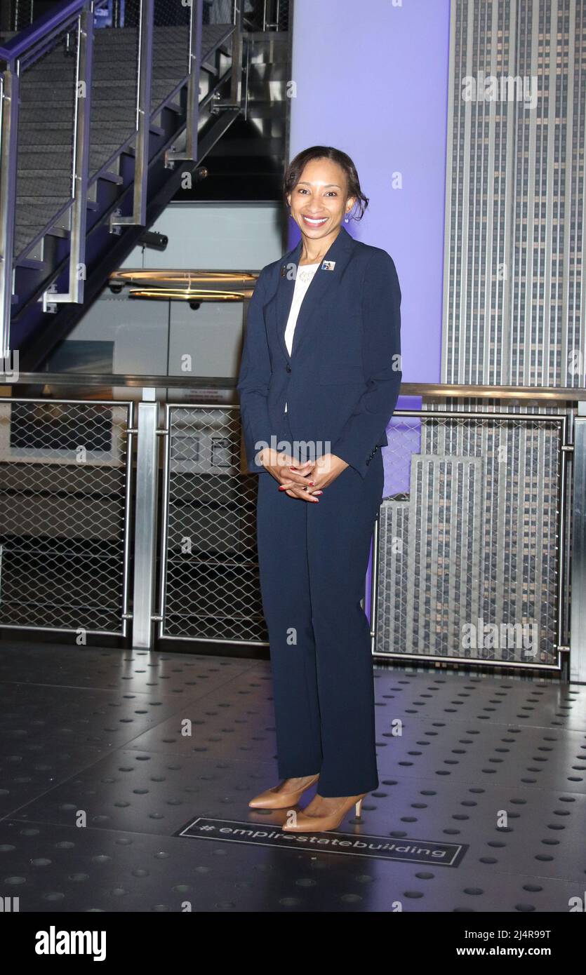 April 15, 22, 2022.April Brown attend the Empire State lighting ...