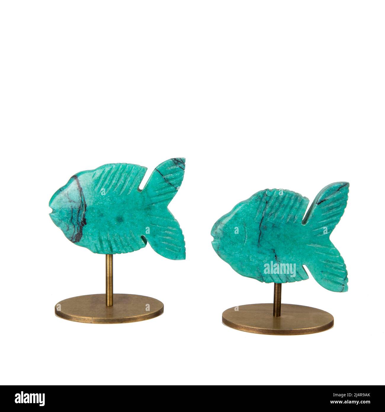 marble fish figures on metal stand luxury living room accessories ...