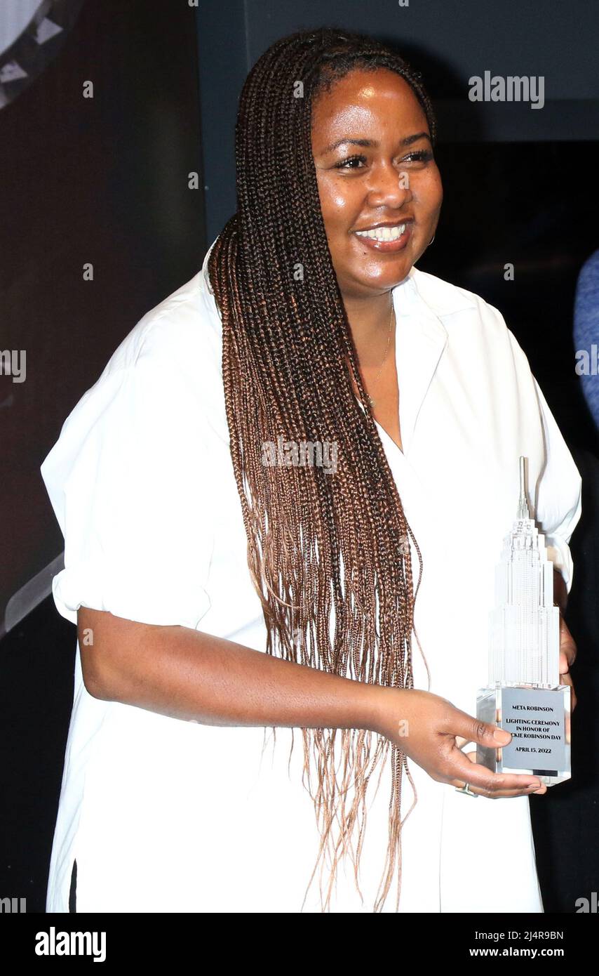 April 15, 22, 2022.Meta Robinson attend the Empire State lighting ...