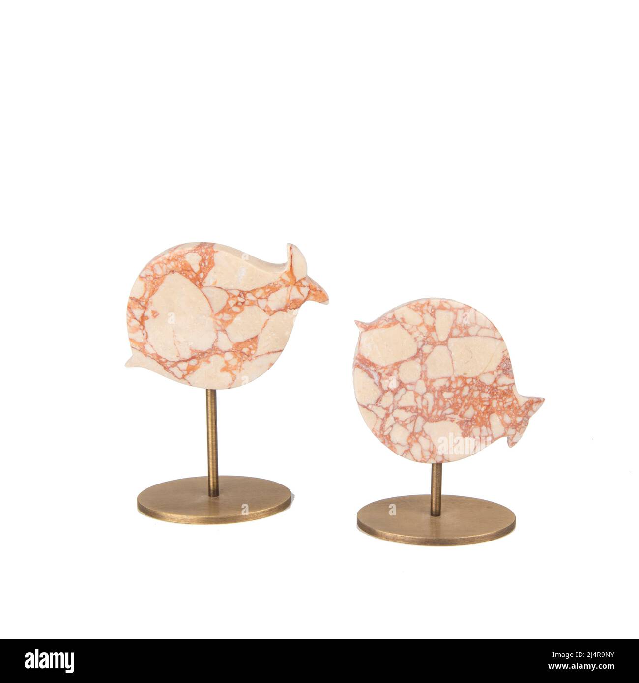 marble fish figures on metal stand luxury living room accessories ...