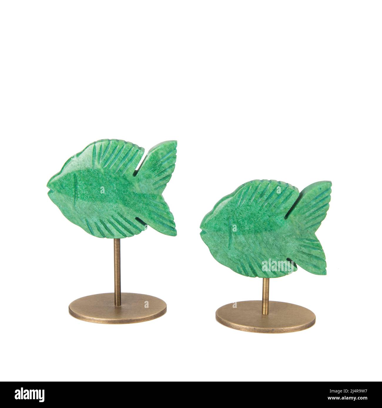 marble fish figures on metal stand luxury living room accessories ...