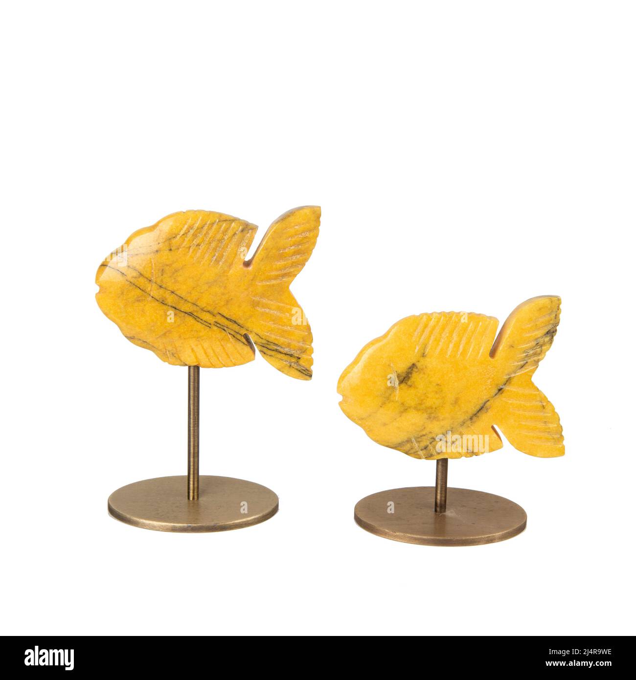 marble fish figures on metal stand luxury living room accessories ...