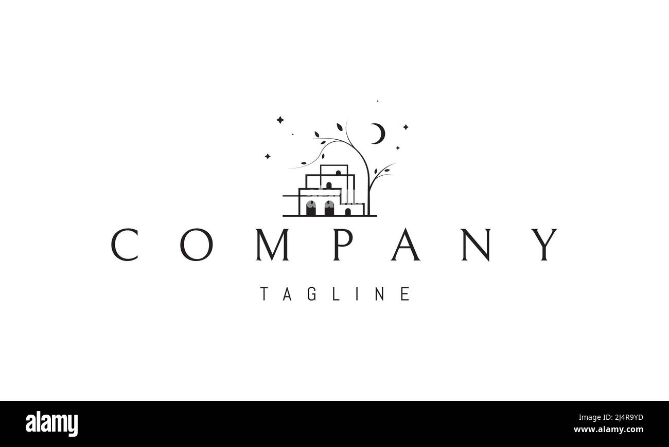 Vector logo on which an abstract image of a guest house in a resort on ...