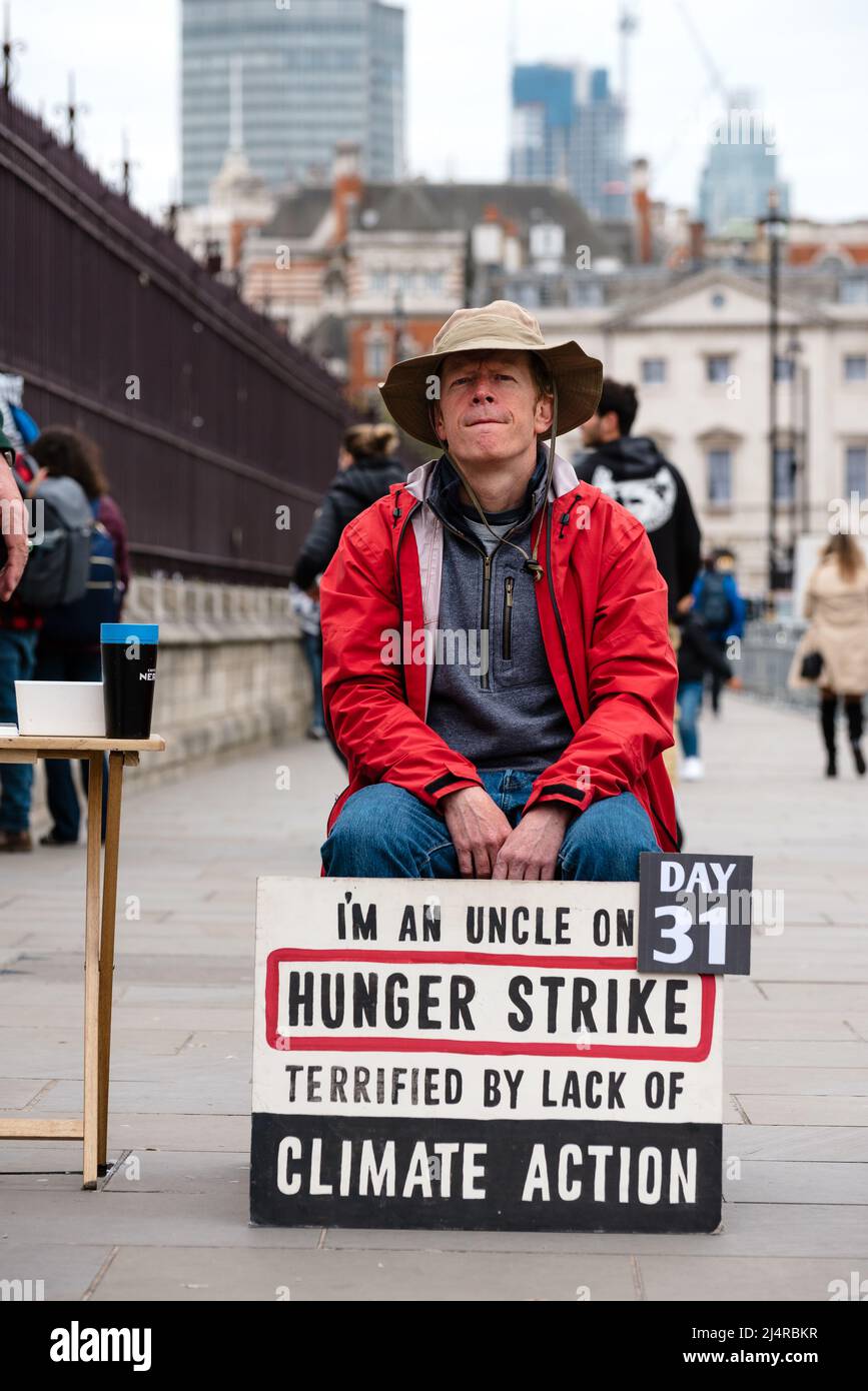 London, UK. 13 April 2022. Angus Rose day 31 of hunger strike Stock ...