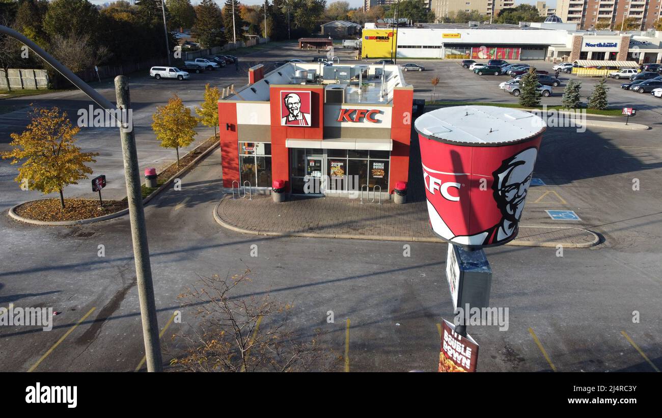 London Ontario Canada, November 2022. KFC with bucket on 1275 Highbury ...