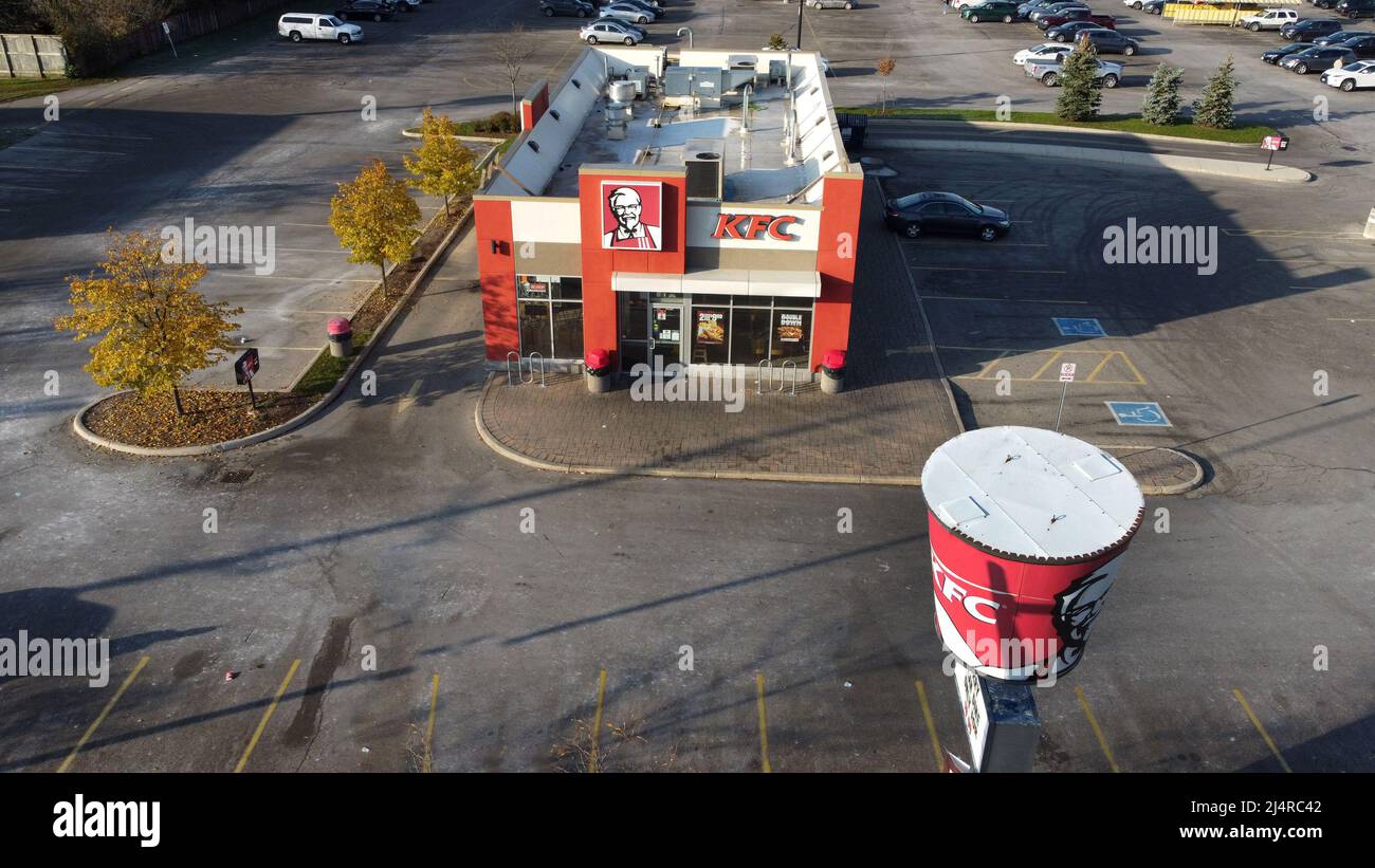 London Ontario Canada, November 2022. KFC with bucket on 1275 Highbury ...