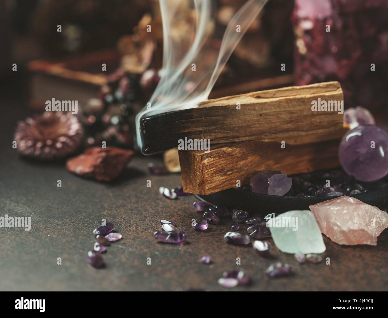 Palo Santo, holy sacred tree stick, burning with aroma smoke. Healthy ...