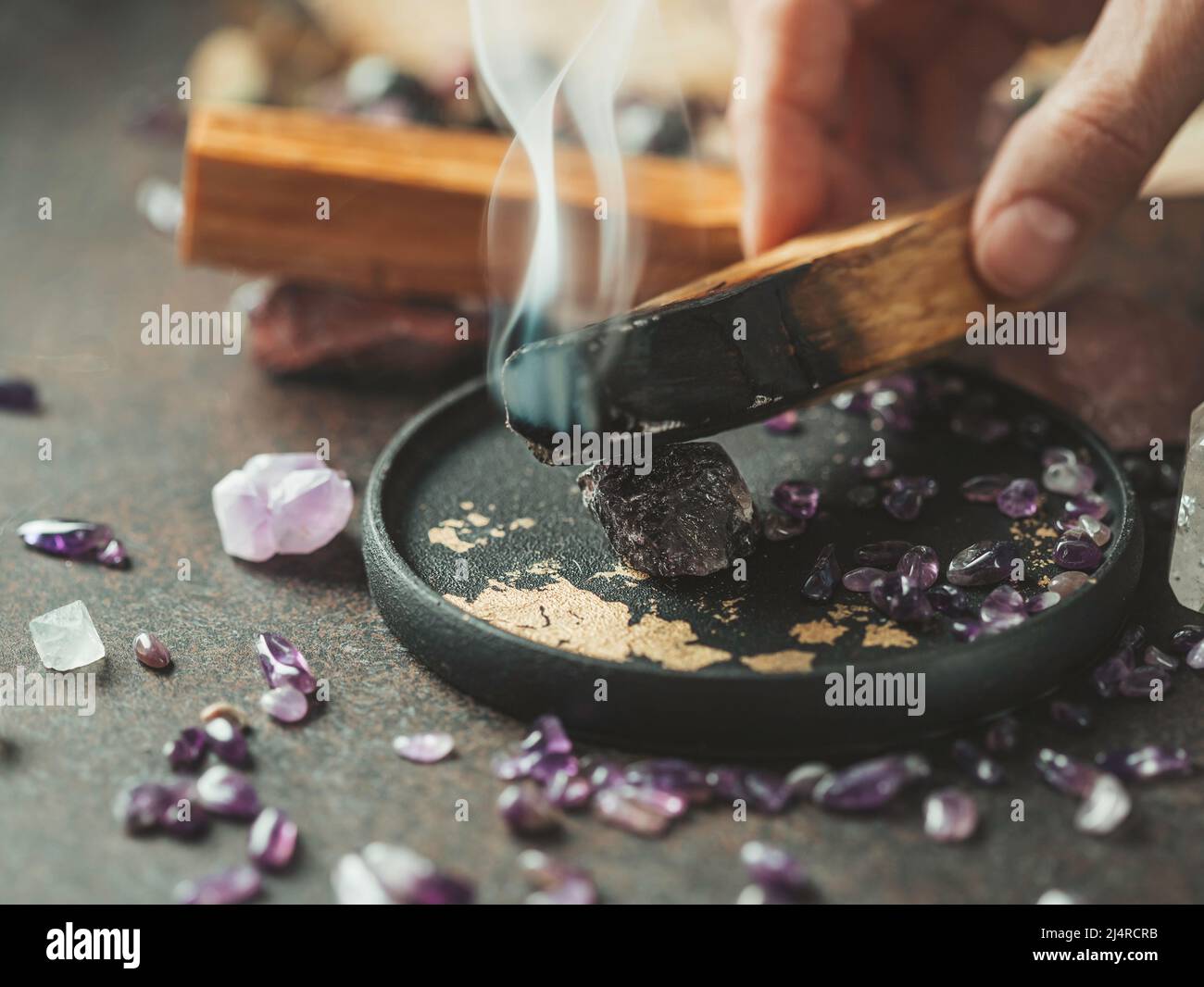 Palo Santo, holy sacred tree stick, burning with aroma smoke. Healthy ...