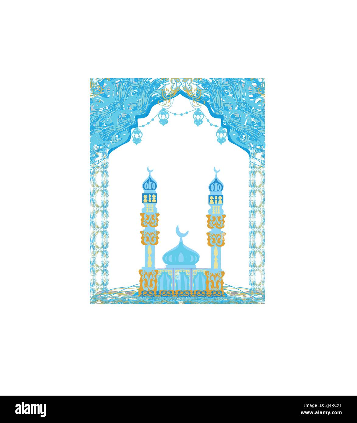 Ramadan Mubarak Greetings Card - decorative frame with ornaments Stock ...