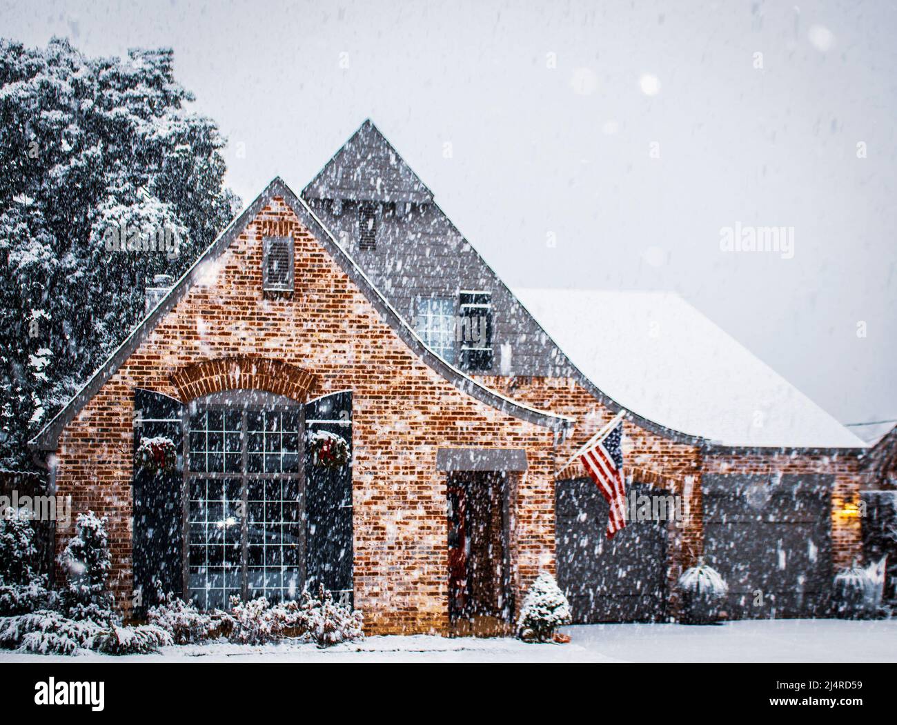Snow Falling On House