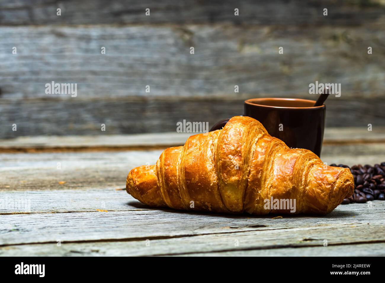 Freshly baked golden brown French croissants. Tasty baked croissants ...