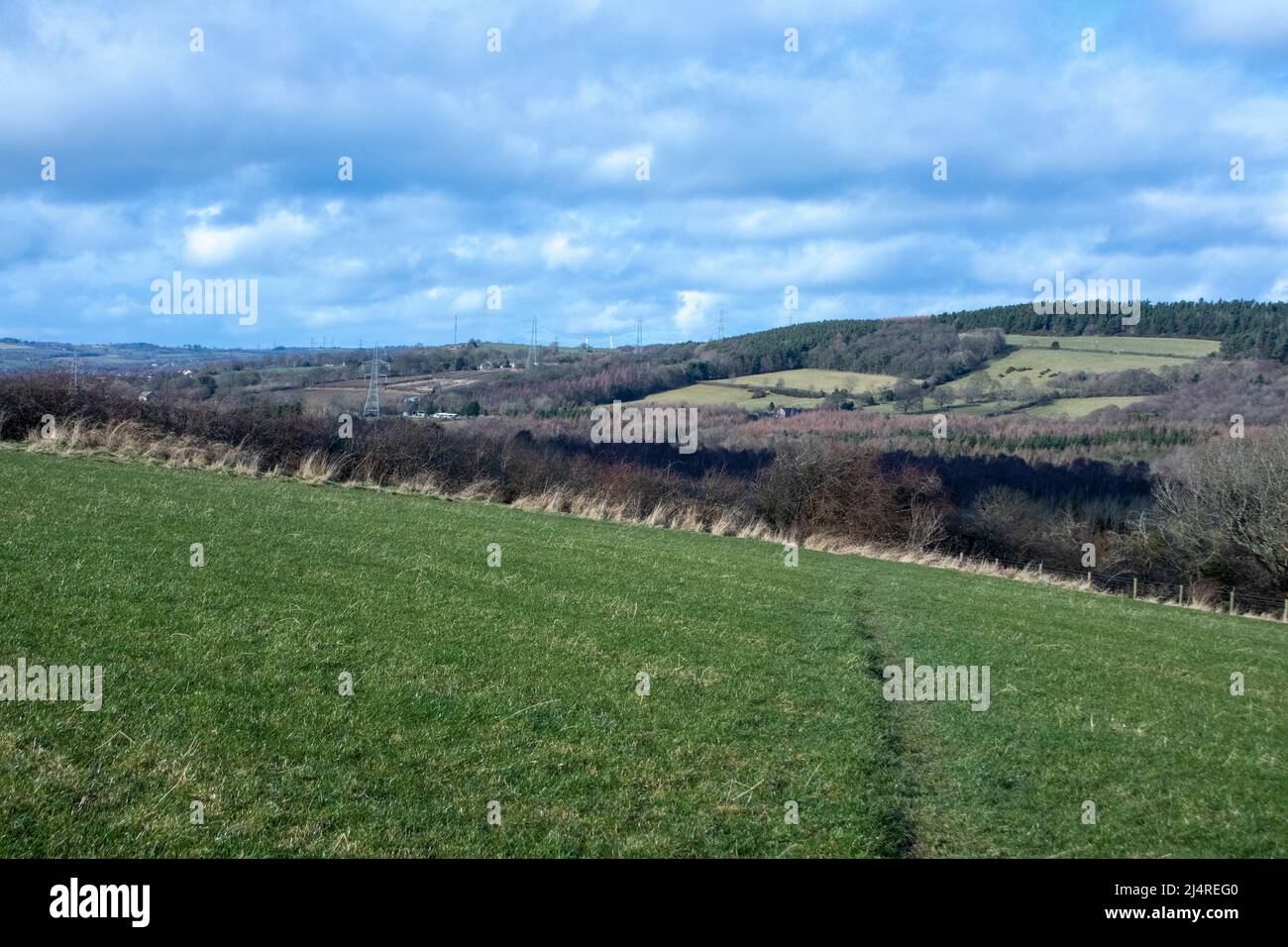View across Lanchester Valley, County Durham in early spring Stock ...