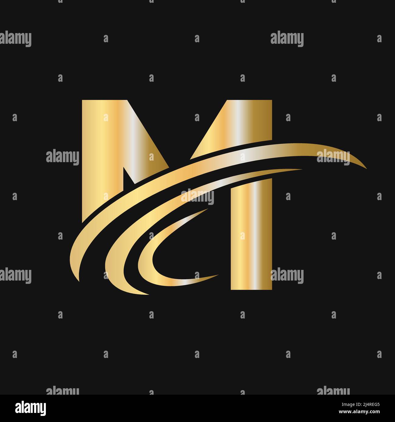 Initial letter M logo design with swoosh sign. M logotype based ...