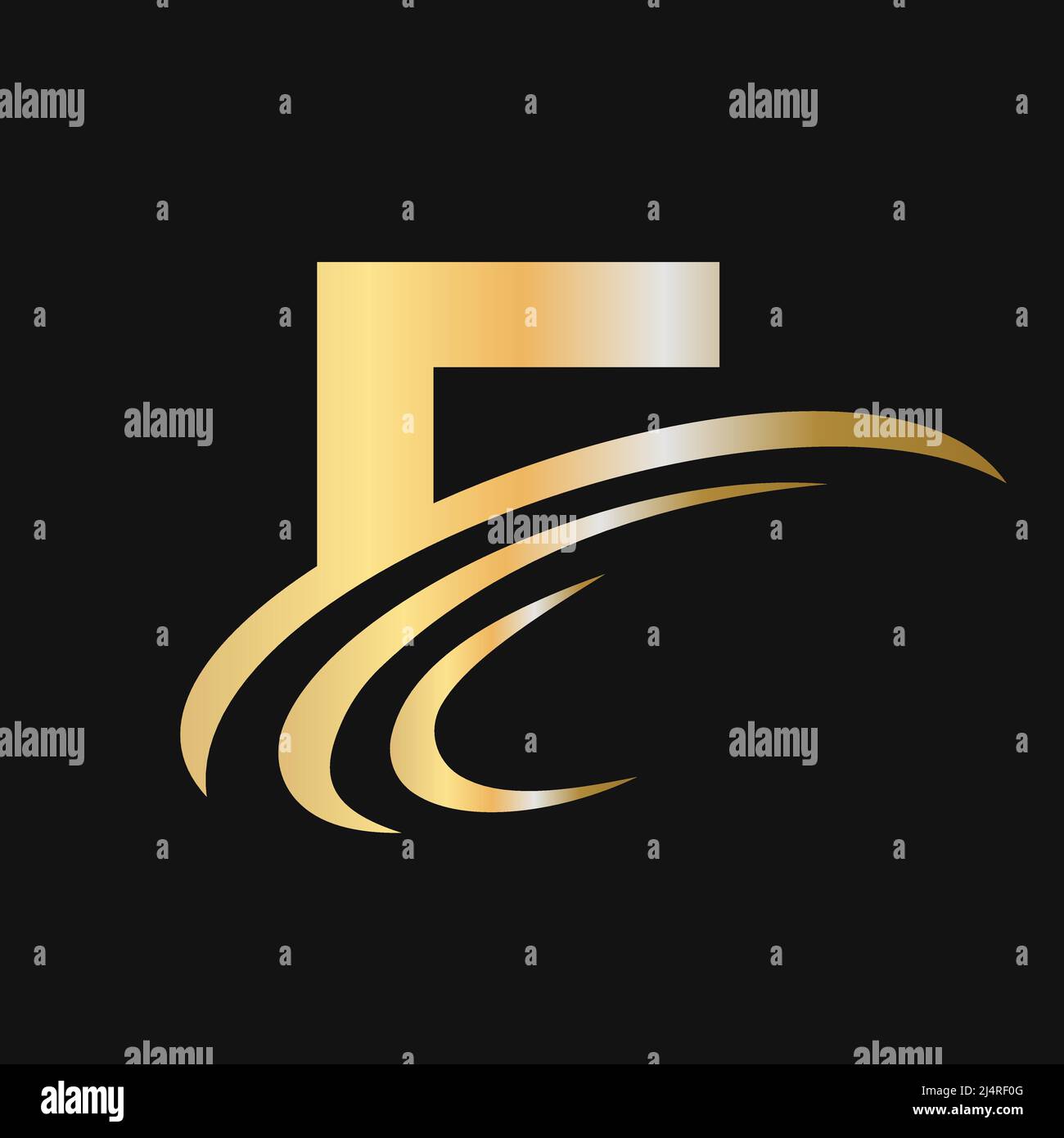 Initial letter F logo design with swoosh sign. F logotype based ...