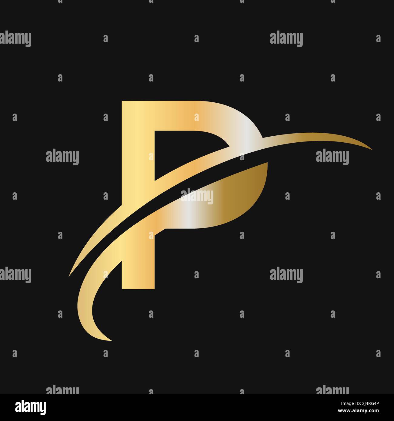 Initial letter P logo design with swoosh sign. P logotype based ...
