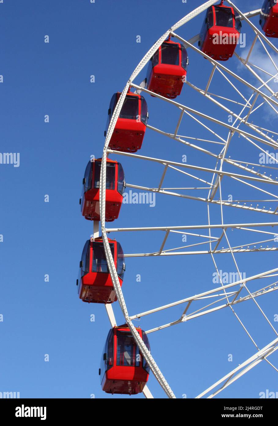 The Red Pods on a Large Fun Fair Big Wheel Stock Photo - Alamy