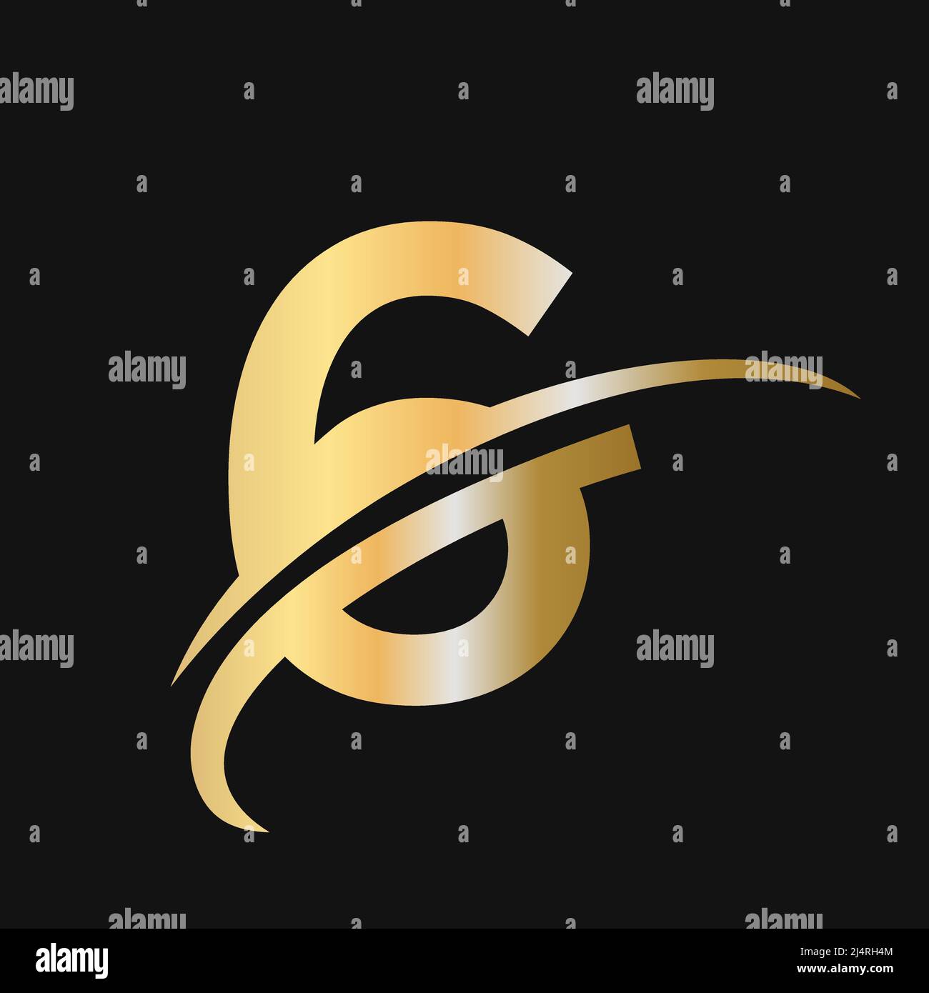 Initial letter 6 logo design with swoosh sign. 6 logotype based ...