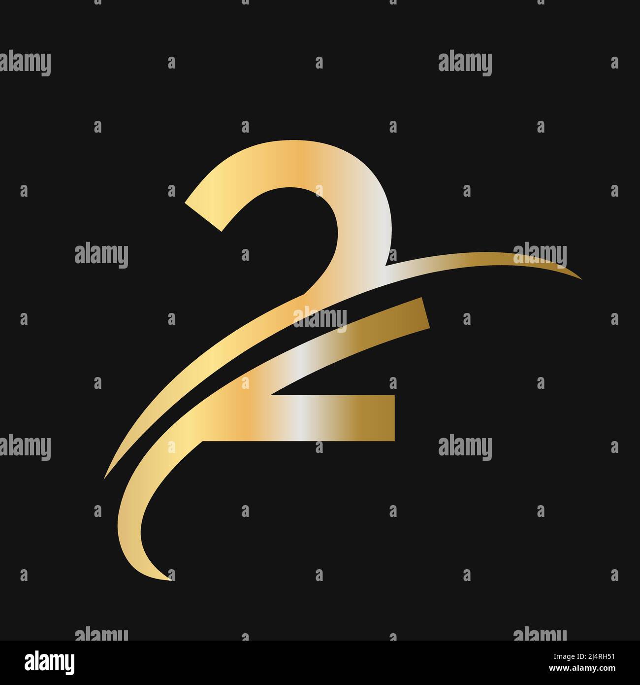 Initial letter 2 logo design with swoosh sign. 2 logotype based ...