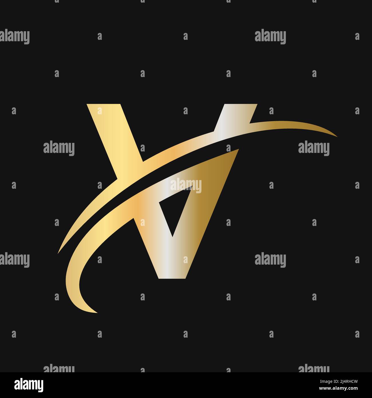 Initial letter V logo design with swoosh sign. V logotype based ...