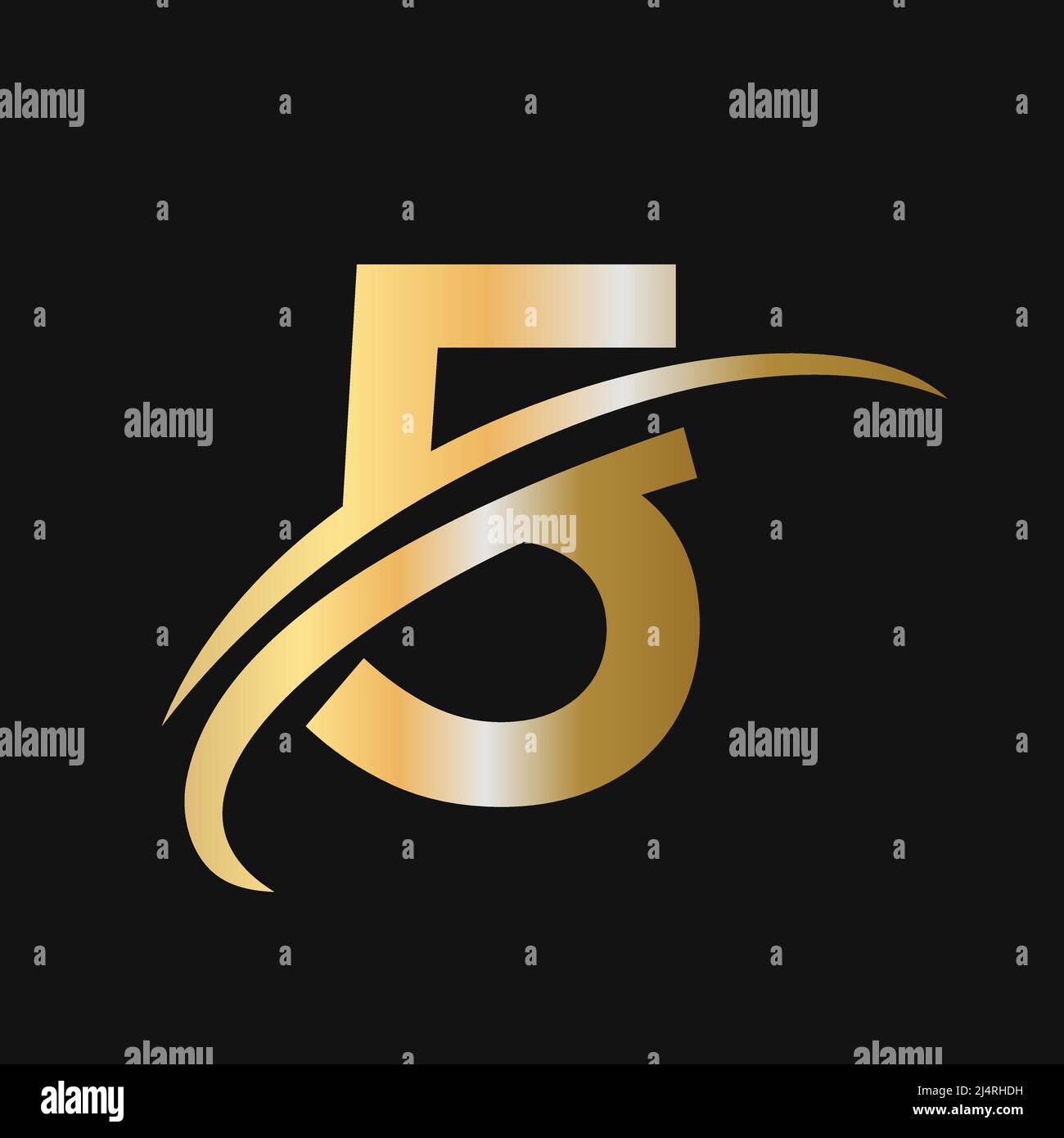 Initial letter 5 logo design with swoosh sign. 5 logotype based ...